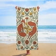30" x 60" William Morris Folk Art Fox Beach Towel Picnic Blanket Beach ...
