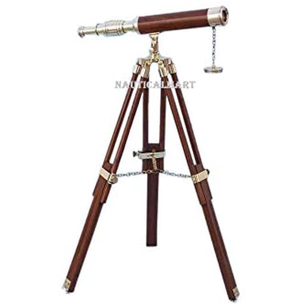 Nauticalmart Floor Standing Brass Harbor Master Telescope 30" - Wood by ...