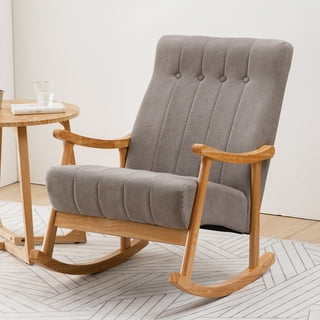 Button Tufted Rocking Chair, Modern Wing Back Glider Chair with Thick ...