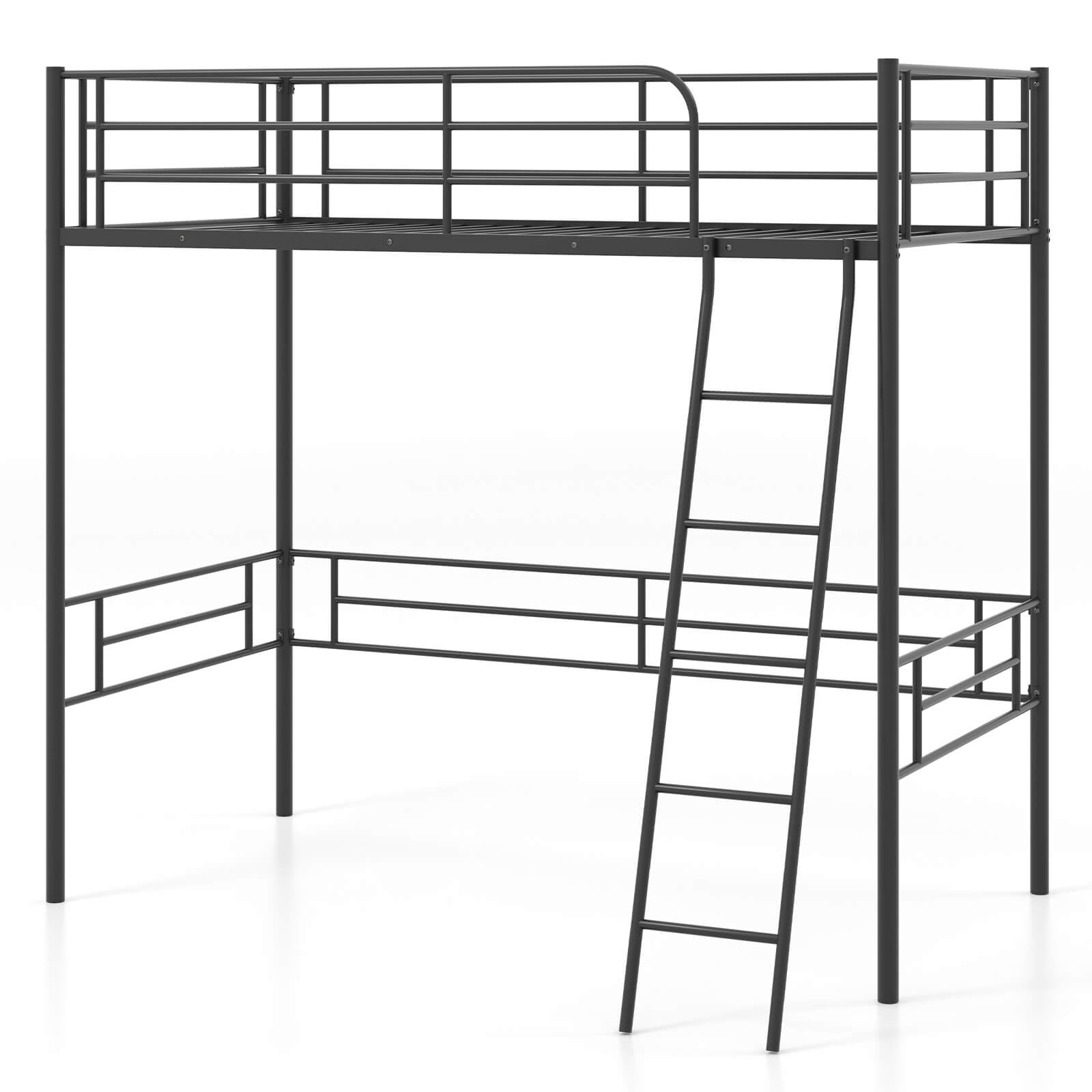Click here for Costway Twin Metal Loft Bed Frame With Ladder Loft... prices
