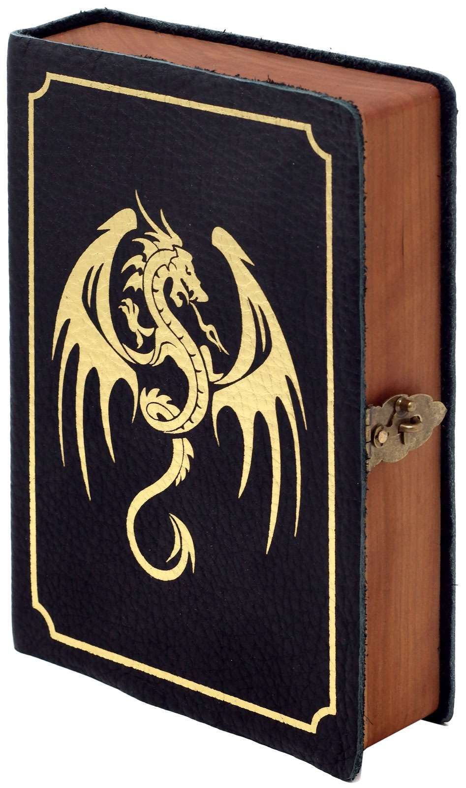 Dungeons & Dragons Spellbook Chest (Onyx Leather, Gold Winged Dragon ...