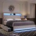 Homfa Queen LED Bed Frame with USB Ports, Display, 4 Drawers, Crystal ...