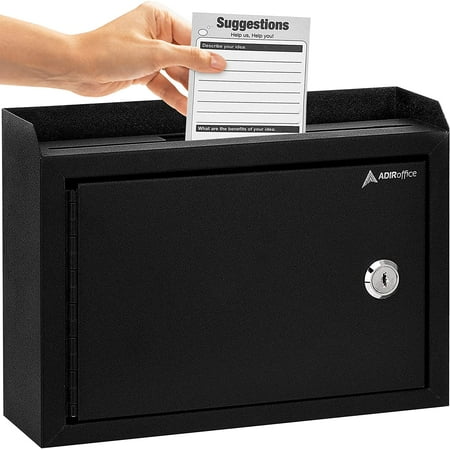 AdirCorp. Suggestion Box with Lock, Safe Wall Mounted Mail Box, Key ...
