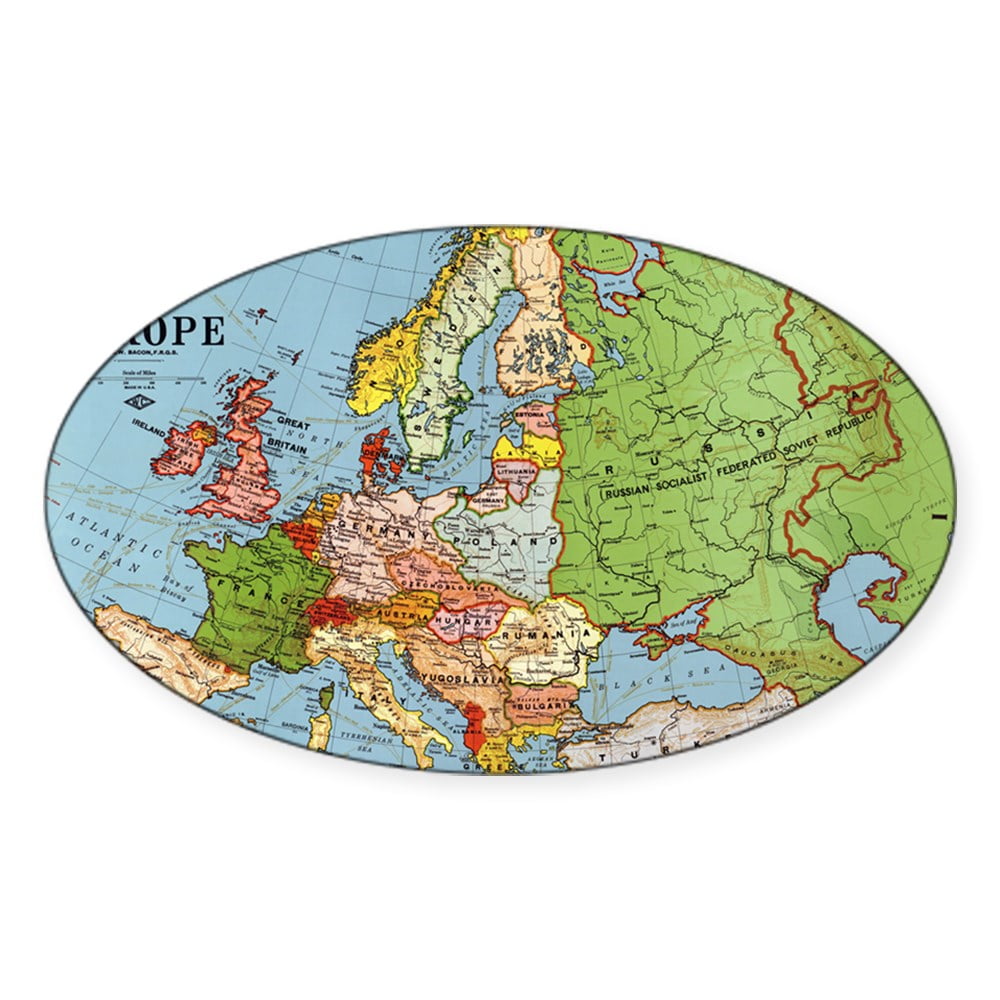 CafePress - Map Of Europe - Sticker (Oval) - Walmart.com
