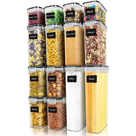 CPDD Large Food Storage Containers Set, 14 PACKS Airtight Cereal ...