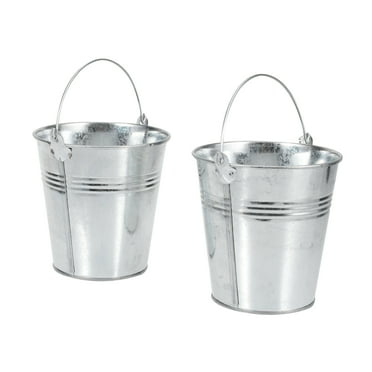 Set of 2 Galvanized Metal Pail Buckets with Handles - 6" Tall x 6 ...