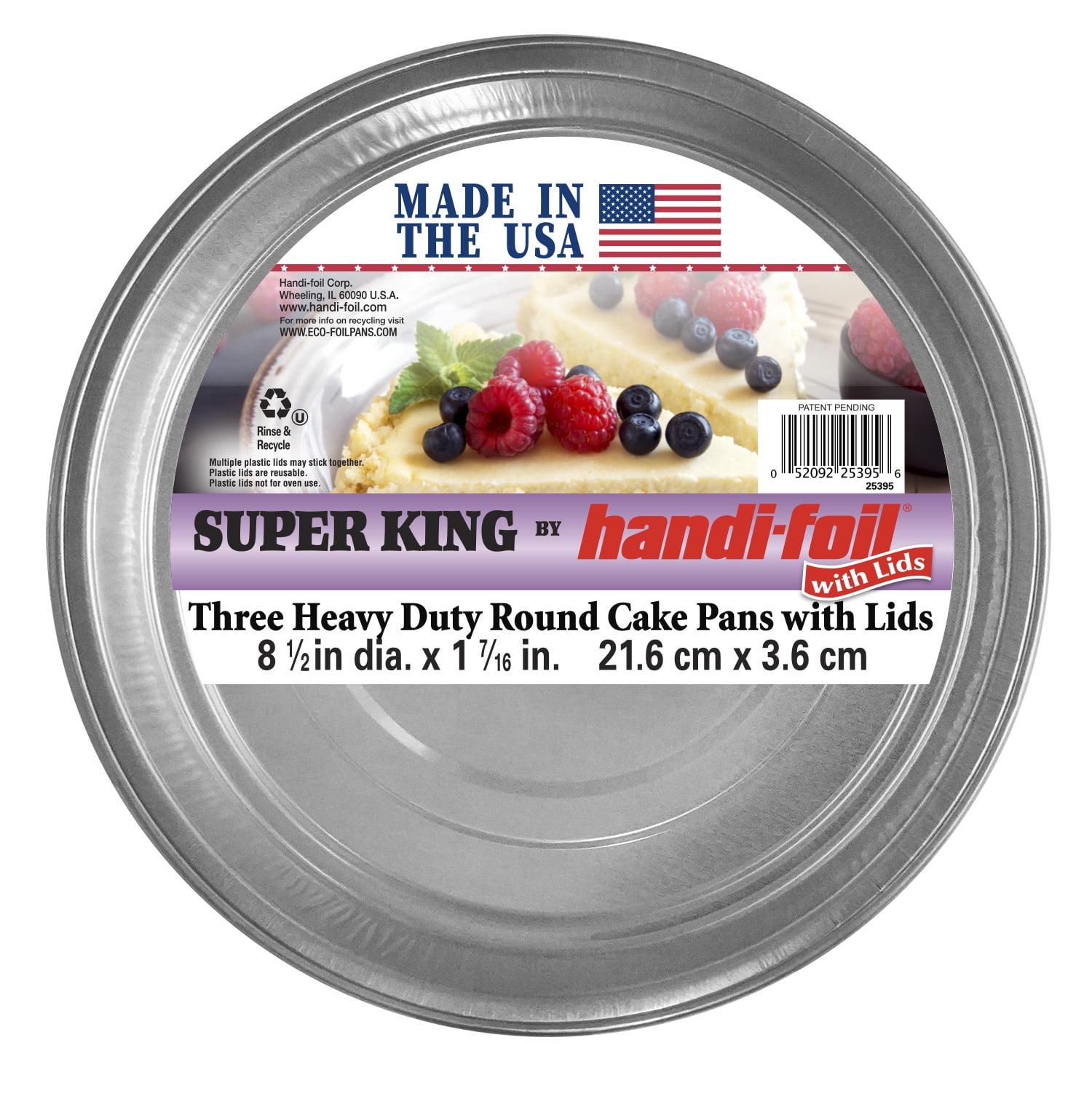Handi-Foil Heavy Duty Aluminum Round Cake Pans 3ct with Lids ...