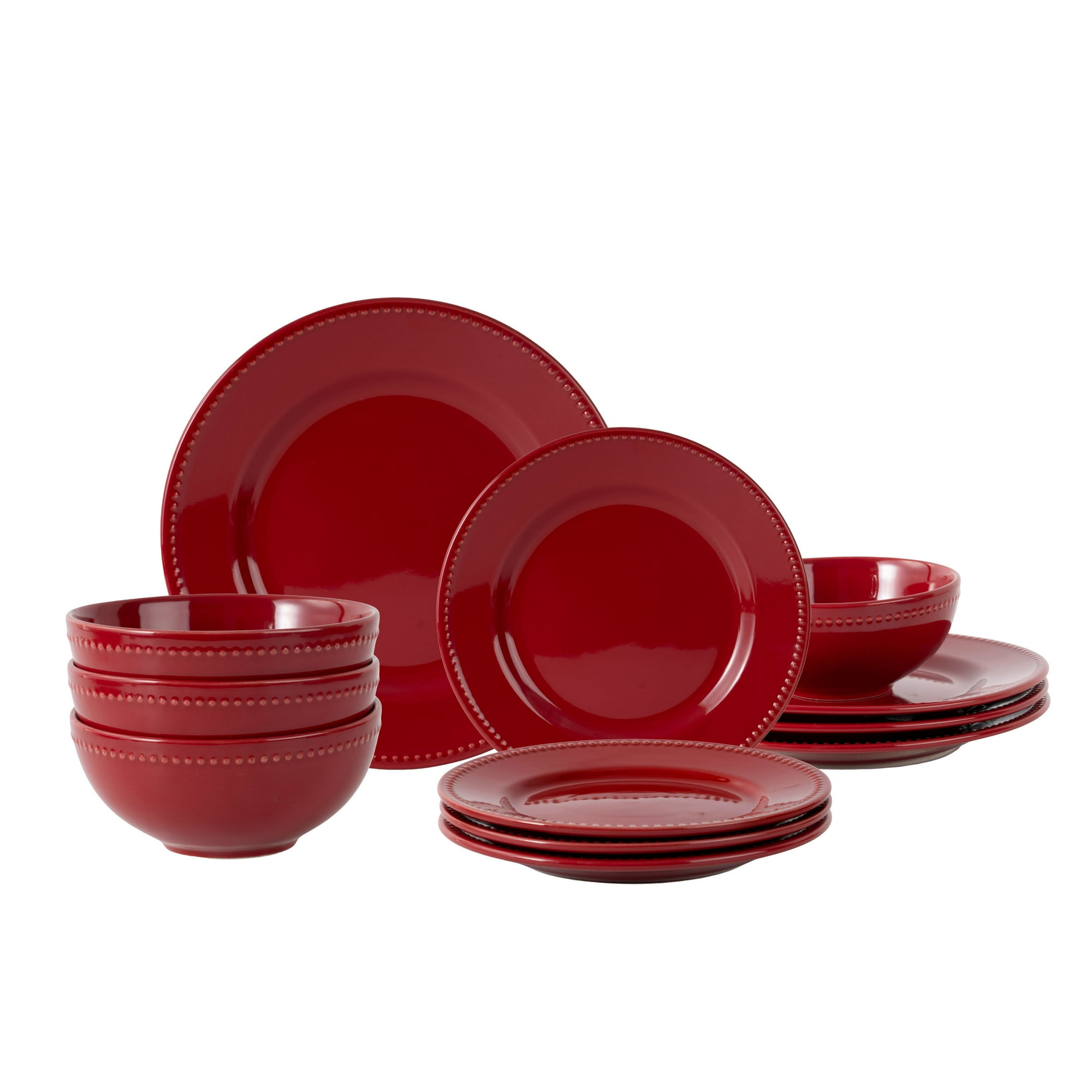 Click here for Mainstays Brynn Red 12 Piece Dinner Set Normal prices