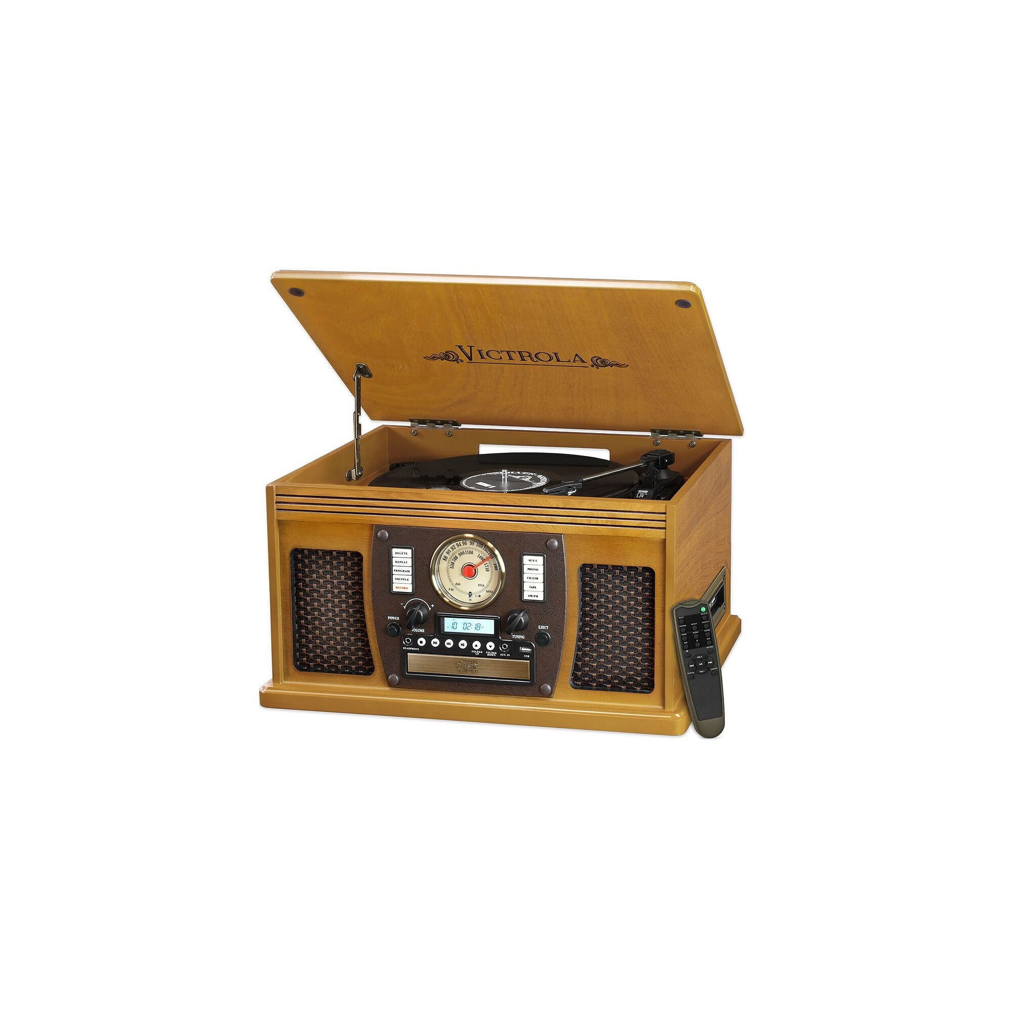 Open Box Victrola Nostalgic Aviator Wood 8-in-1 Bluetooth Turntable ...