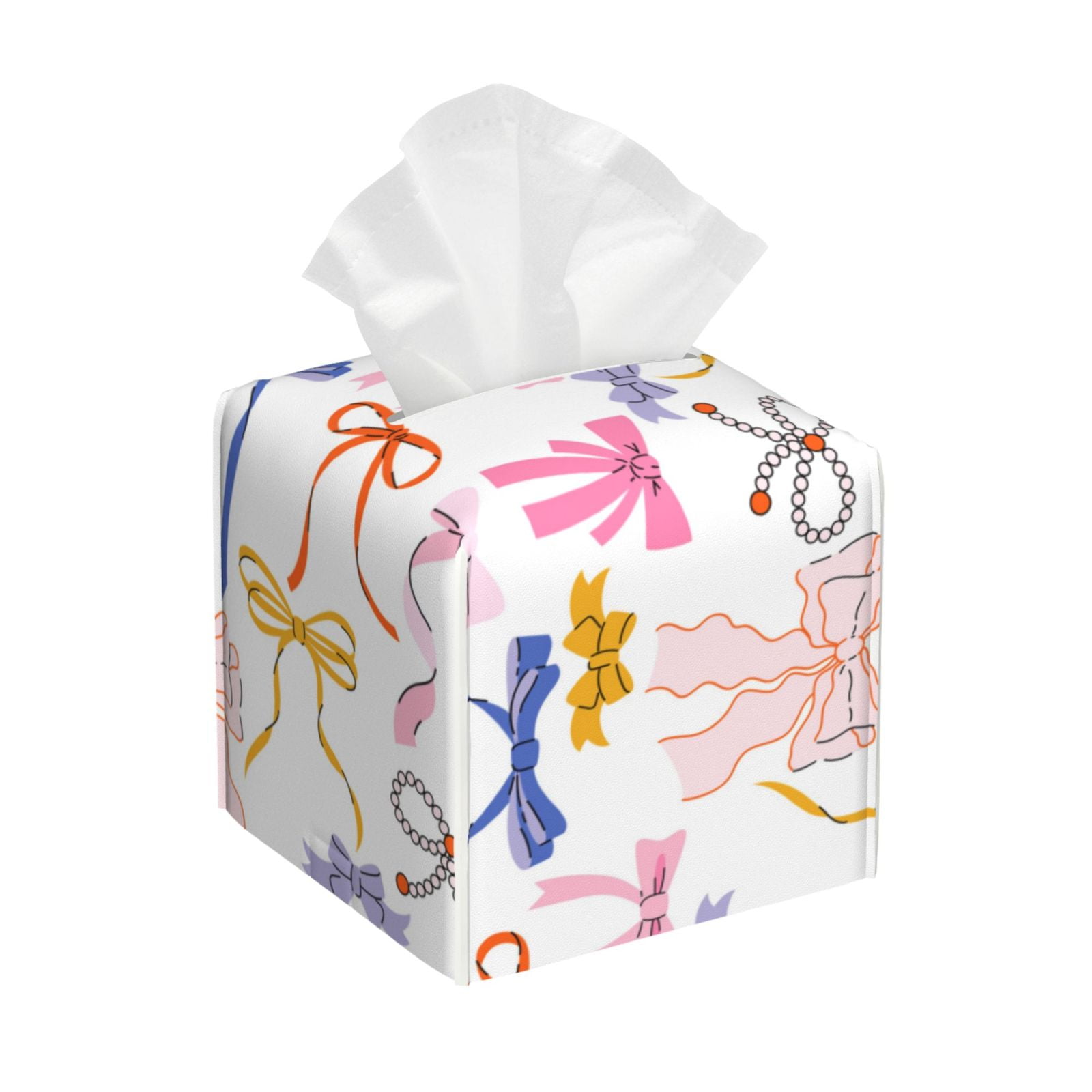 Fotbe bow ribbons Porta Pañuelos Decorativo de Cuero, Caja Cuadrada ...