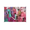 Abstracts Painting Buildings Sun Shade Sail 12'X16' Pink Green Purple ...