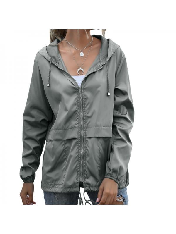 Waterproof Women Raincoat Wind Jacket Hooded Rain Outdoor Coat ...