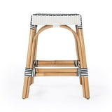 Beaumont Lane Coastal Rattan 24.5" Counter Stool - White & Navy Stripe ...