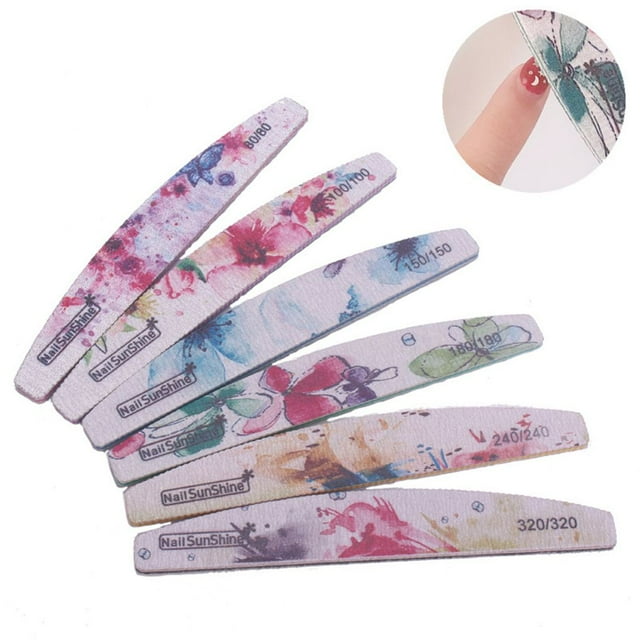 TureClos Grit Nail Files Floral Nail Buffer Board Colorful Manicure ...