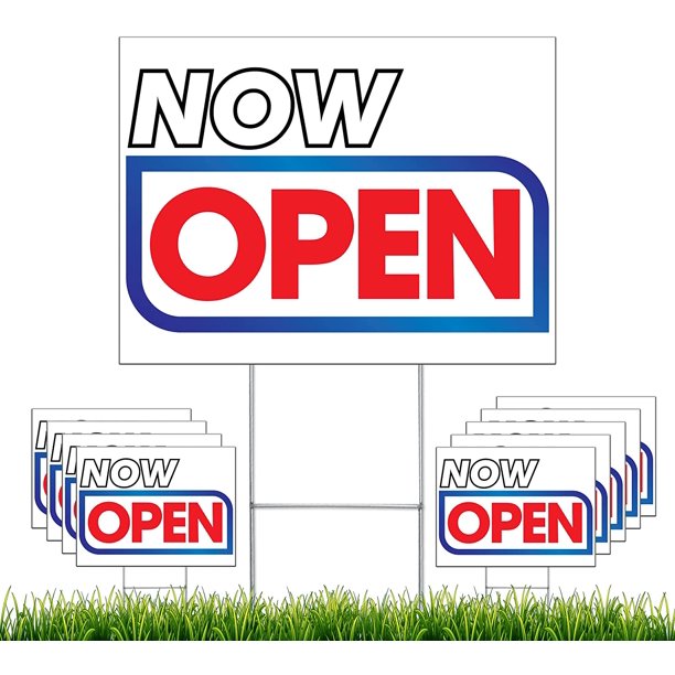 NEXT LEVEL SIGNS | Now Open Yard Signs | 24 W x 18 H Inches | Metal ...