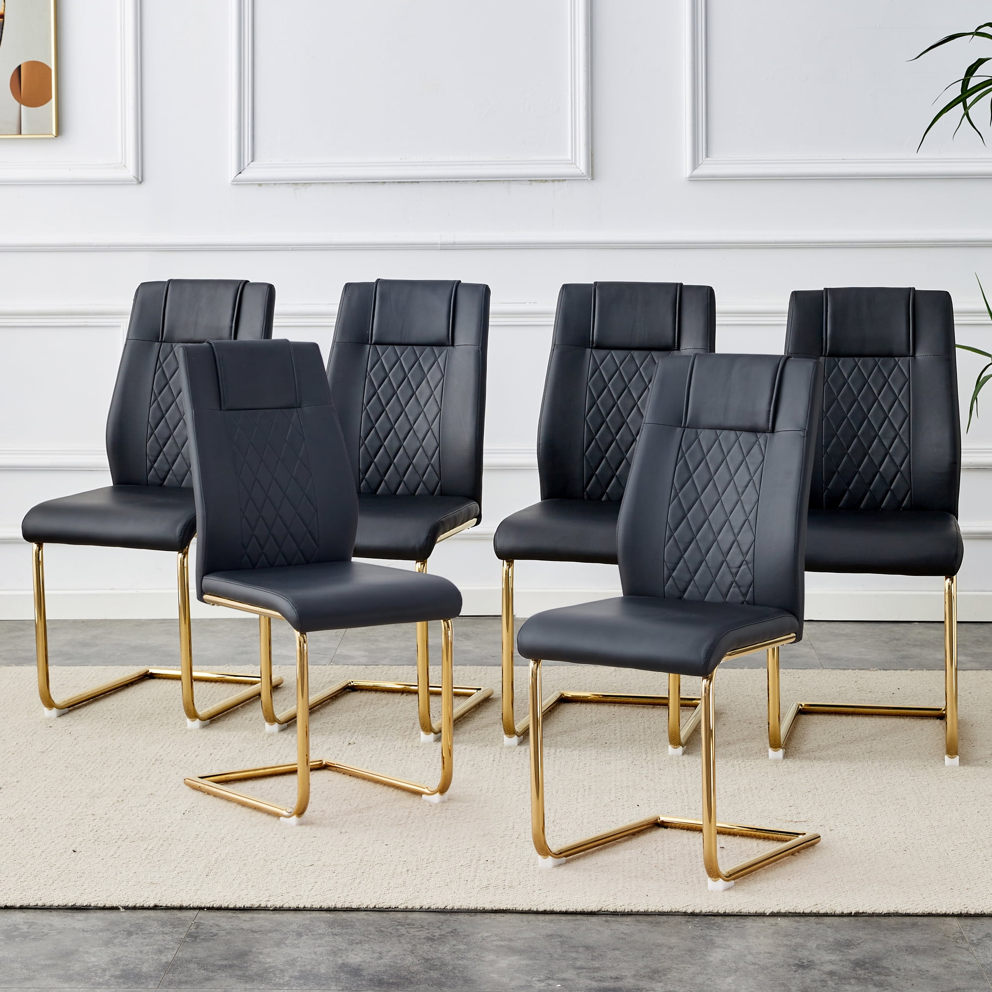 Click here for Noble House Modern Style Black Pu Dining Chairs (6... prices