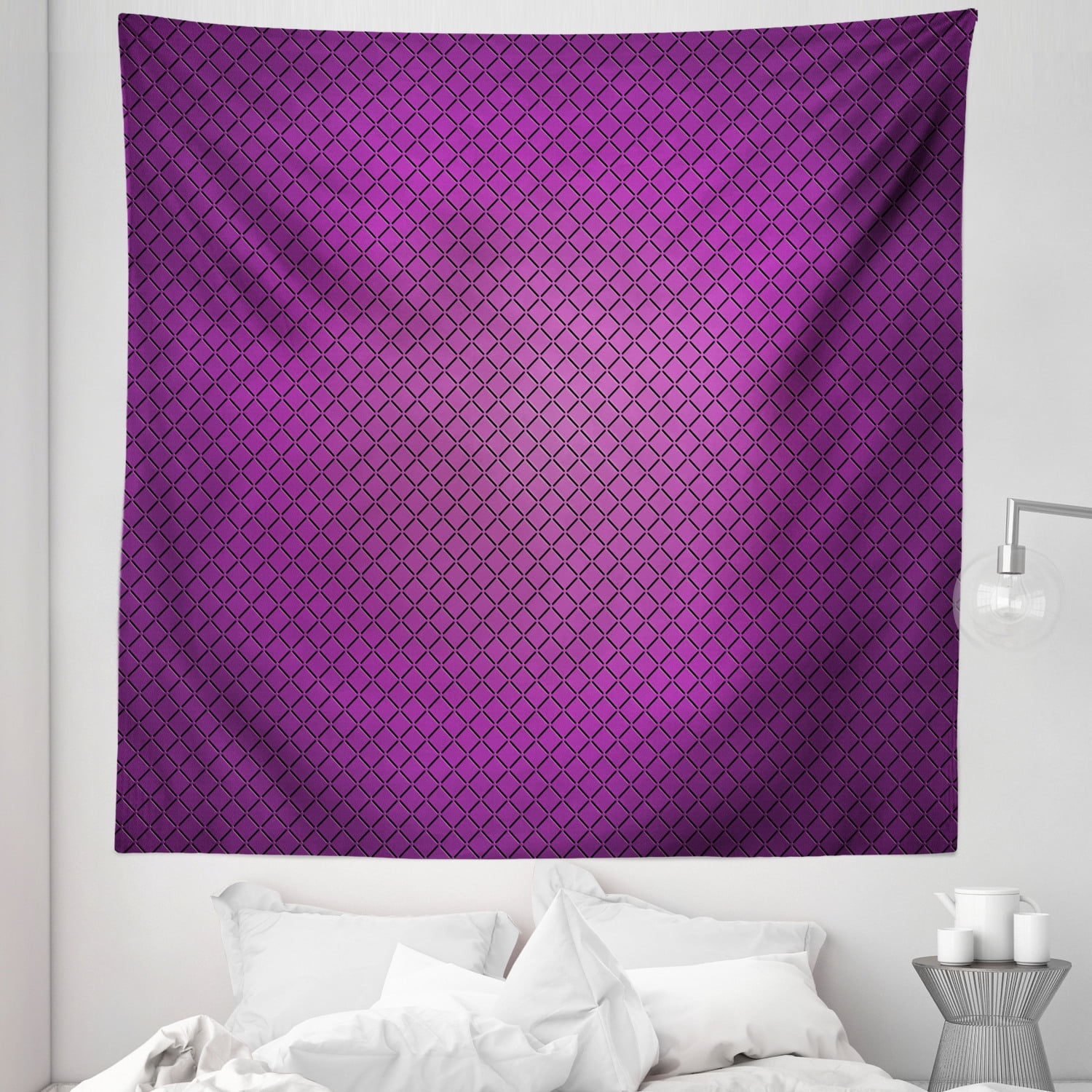 Purple Tapestry, Abstract Digital Diagonal Grid Geometric Diamond ...