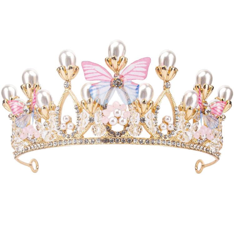 Princess Tiaras for Girls, Crystal Tiara Pearl Princess Crown Headband ...