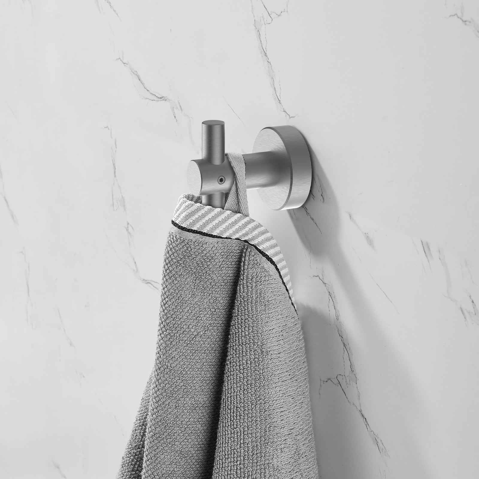 Round Base Wall Hanging Hook with Screws- Gun Grey Hook, 4 Pack, for ...