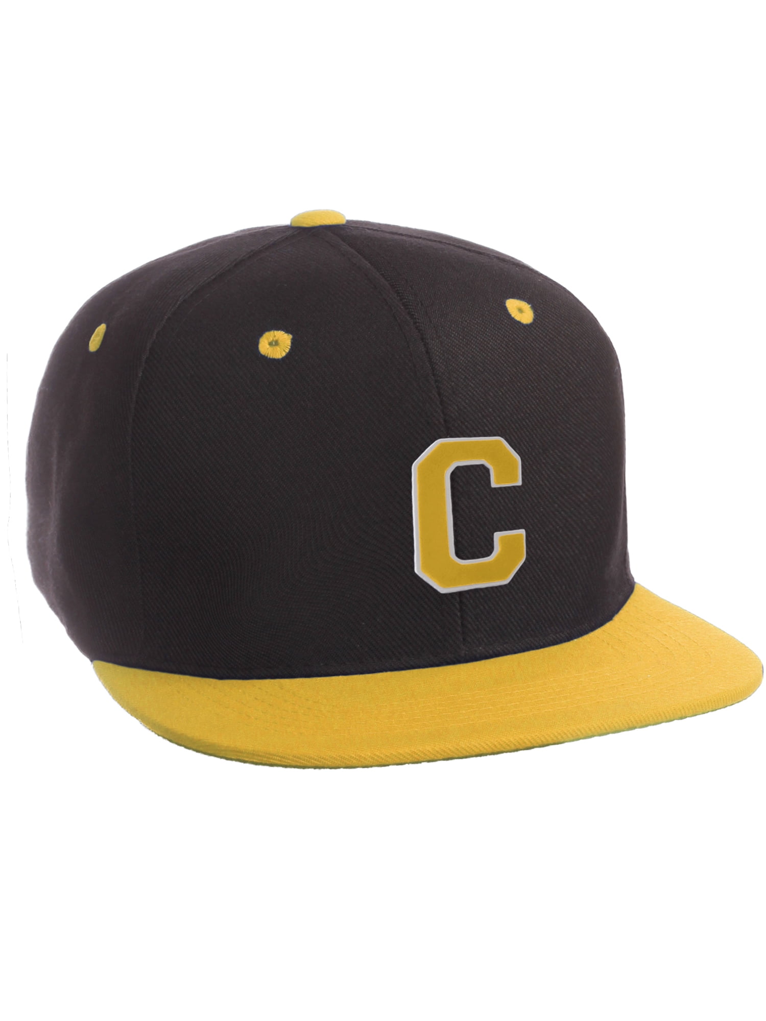 Classic Snapback Hat Custom A to Z Initial Letters, Black Gold Cap ...