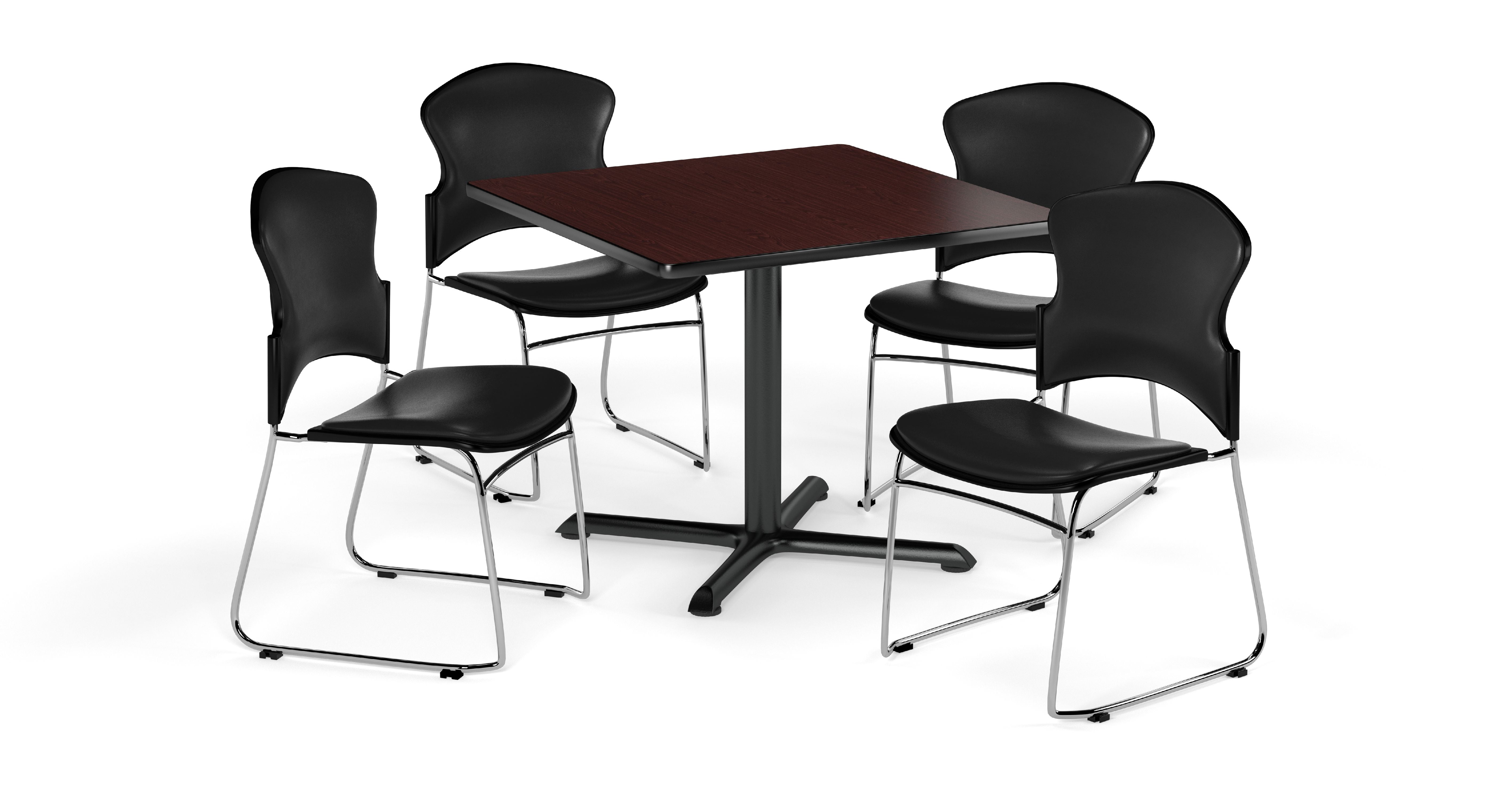 OFM Multi-Use Break Room Package, 36" Square Table with Vinyl Stack ...