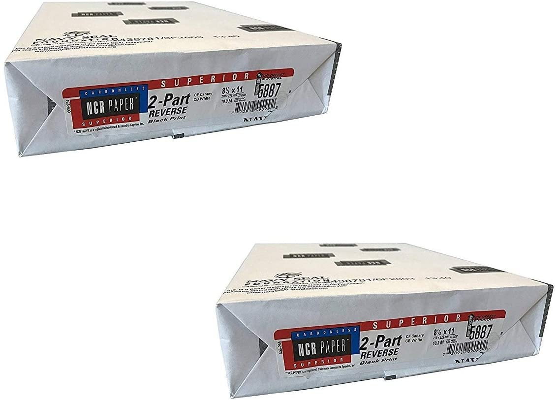 NCR Paper, 5887, Collated 2 Part White, Canary, Letter Size Carbonless ...