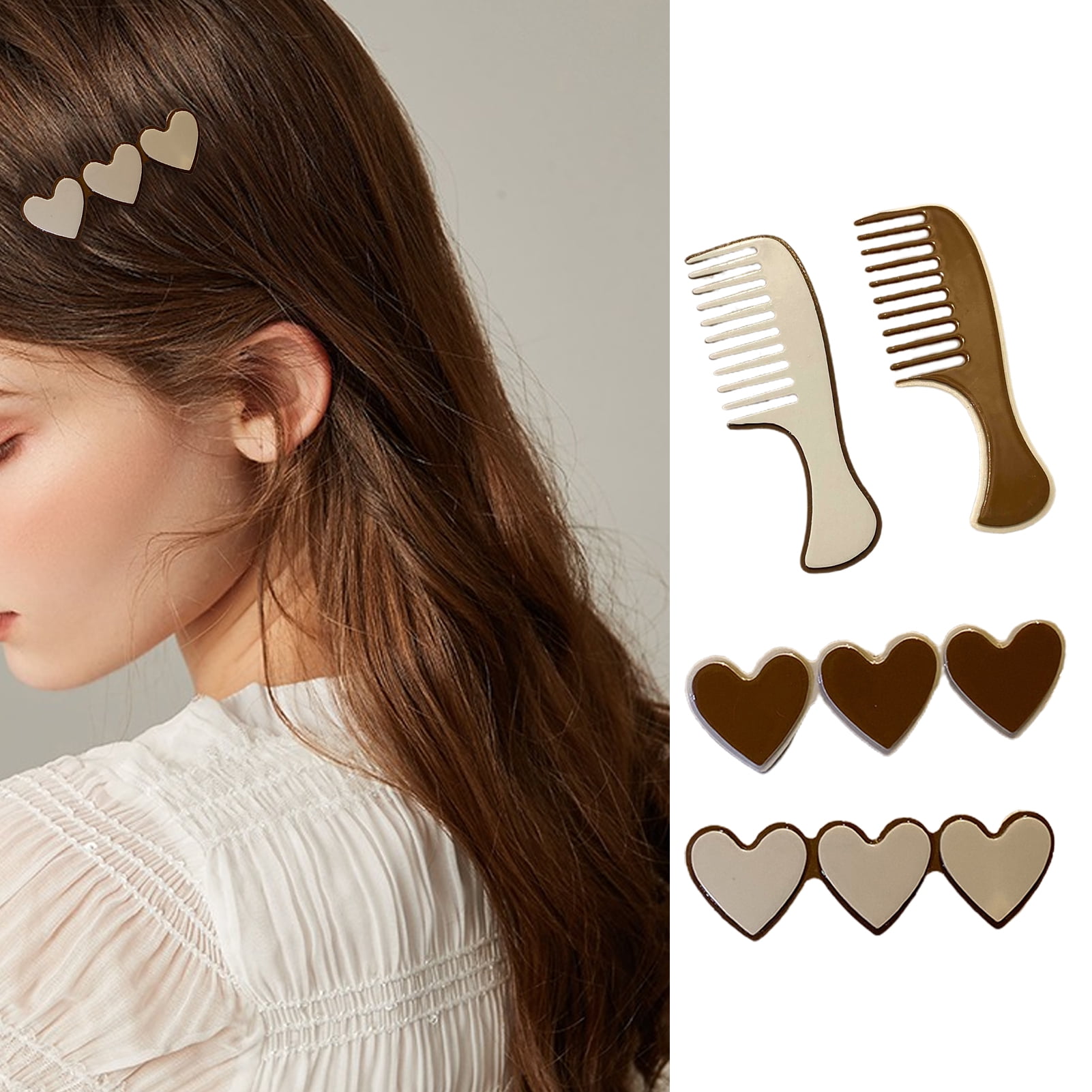 Hair Clip Comb/Love Heart Shaped Sweet Mini Non-slip Hairstyle ...