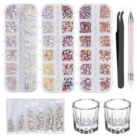 Nail Rhinestones Nail Germs Stones with Dapping Dish for Nail Art ...