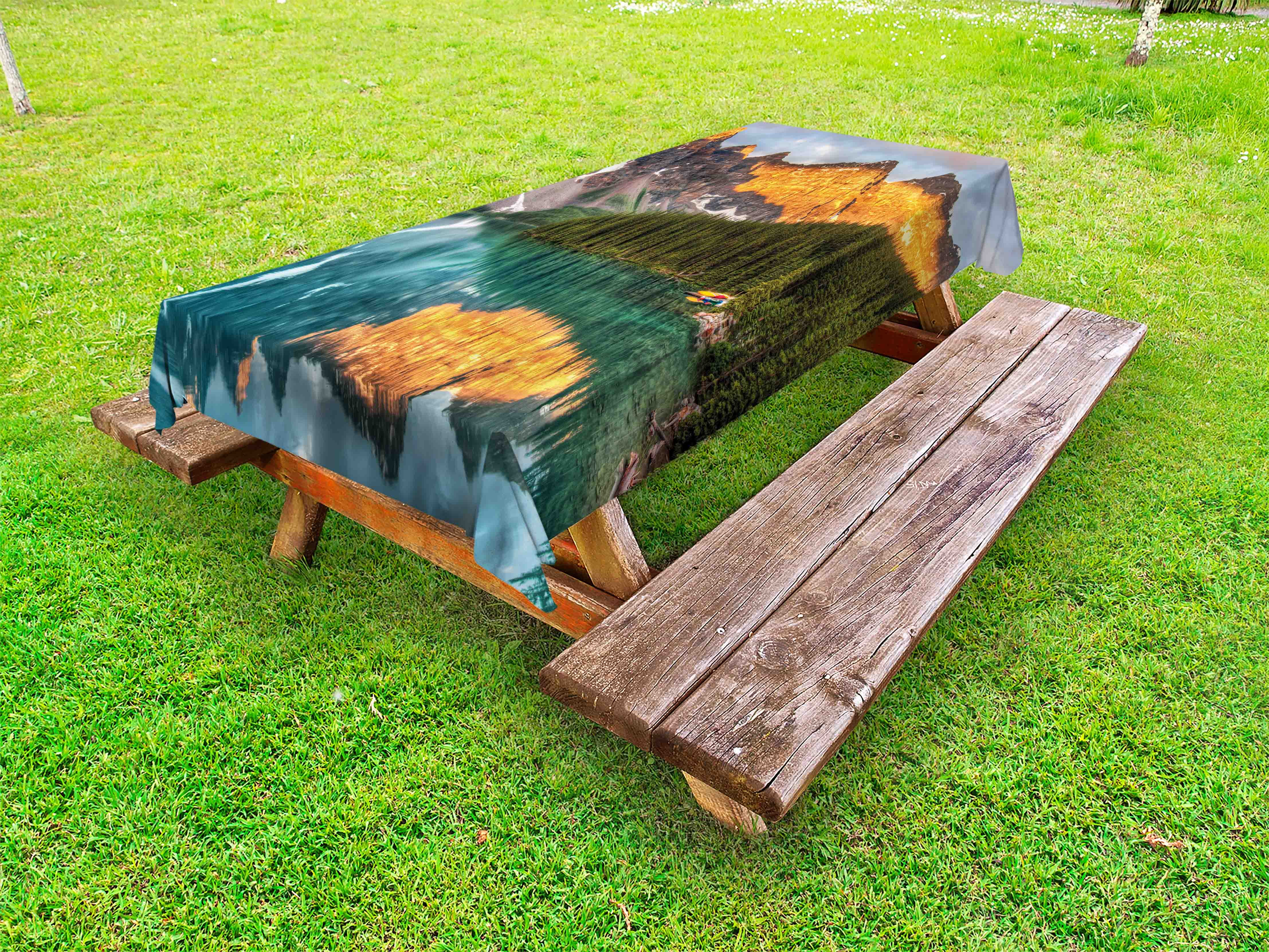 Nature Outdoor Tablecloth, Moraine Lake Canadian Mountain Range with ...