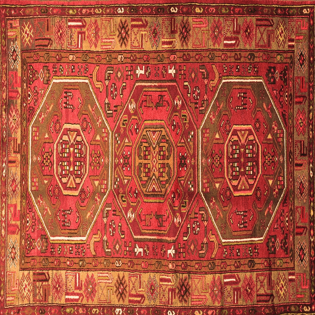Ahgly Company Indoor Square Persian Orange Traditional Area Rugs, 8 ...