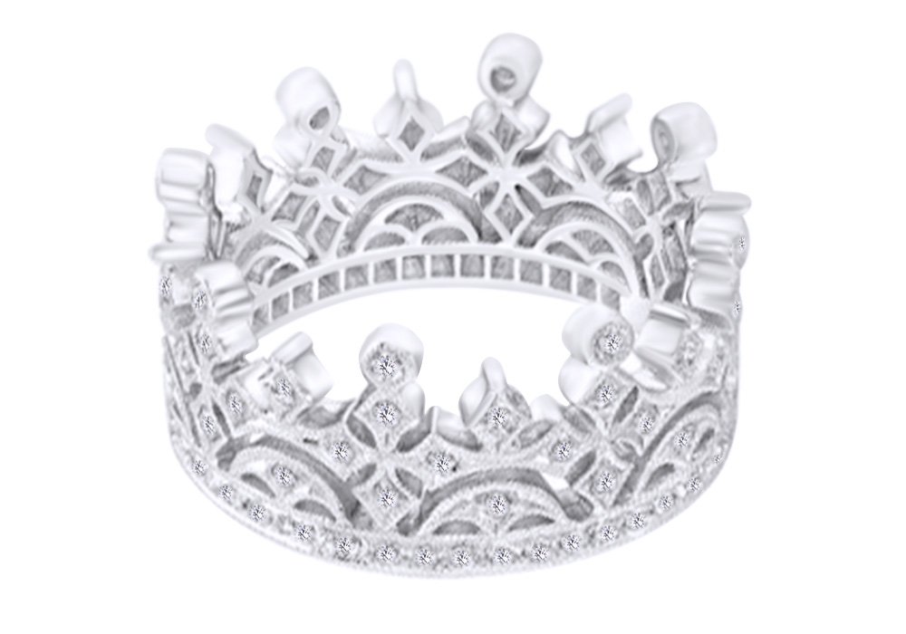 Cubic Zirconia Sterling Silver Crown Ring - Walmart.com