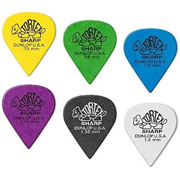 Dunlop Tortex Sharp Picks Sample Variety Mix Pack (2 of each gauge) 12 ...