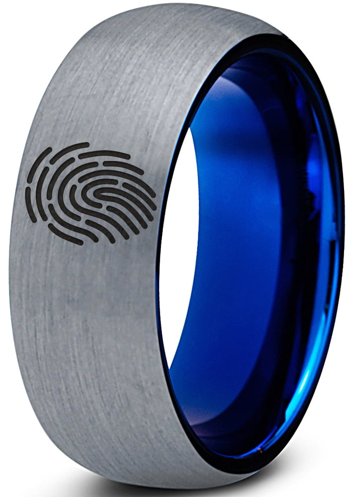 Tungsten Security Fingerprint Scan Band Ring 8mm Men Women Comfort Fit ...