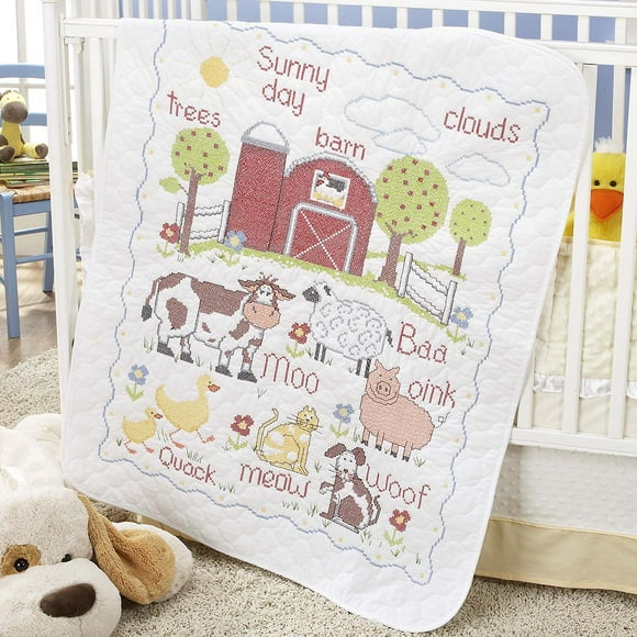 Stamped Embroidery Baby Quilt Kit