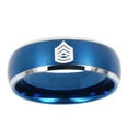 Army Sergeant Major Dome Brushed Finish Blue Tungsten Men Ring 10MM ...