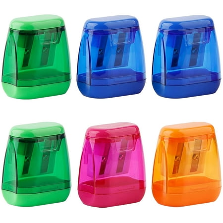 6 Pcs Pencil Sharpeners, Dual Hole Manual Hand Sharpener with Lid ...