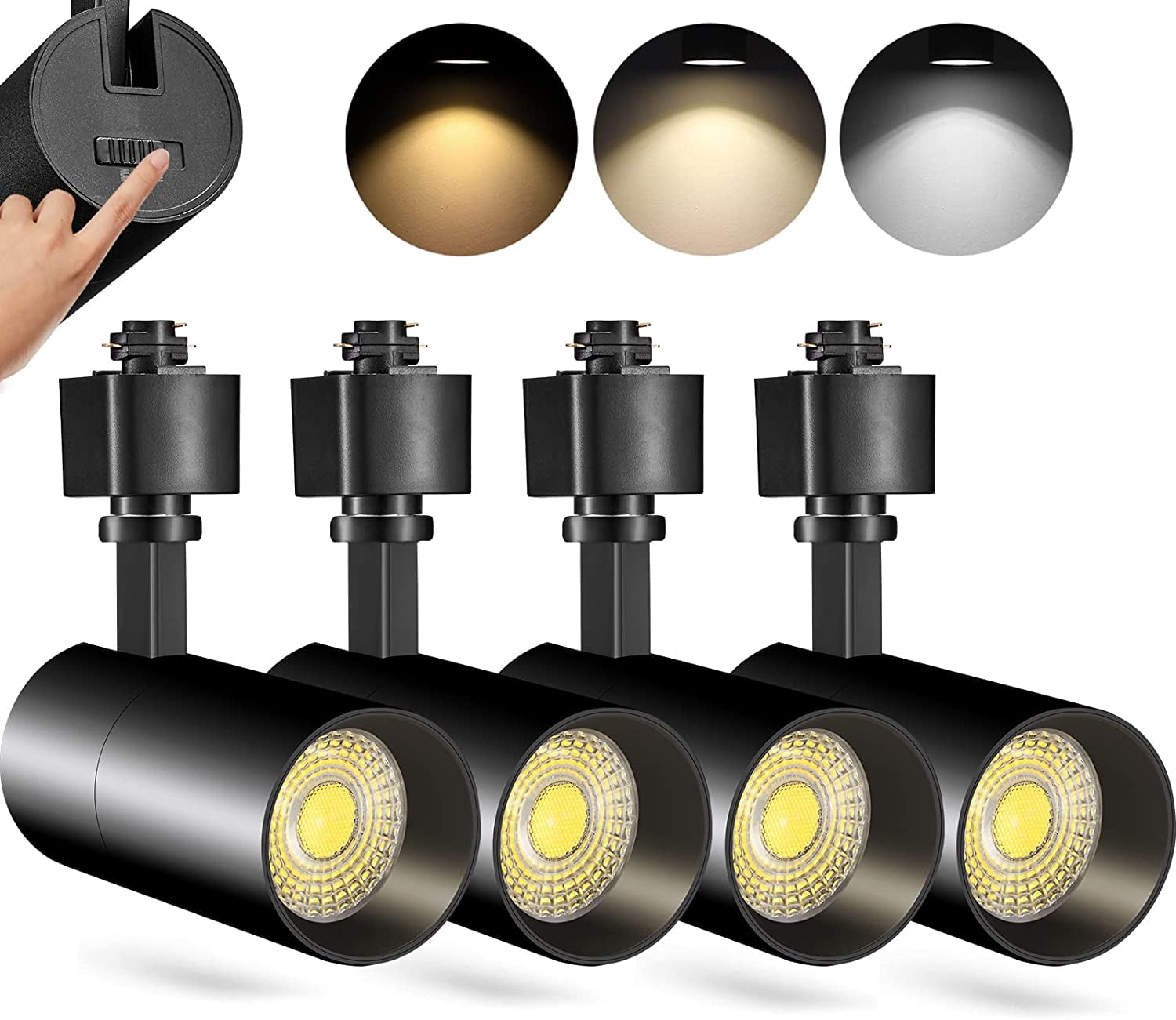 VANoopee 3-Color 10W H Track Lighting Heads Dimmable LED Track Light ...