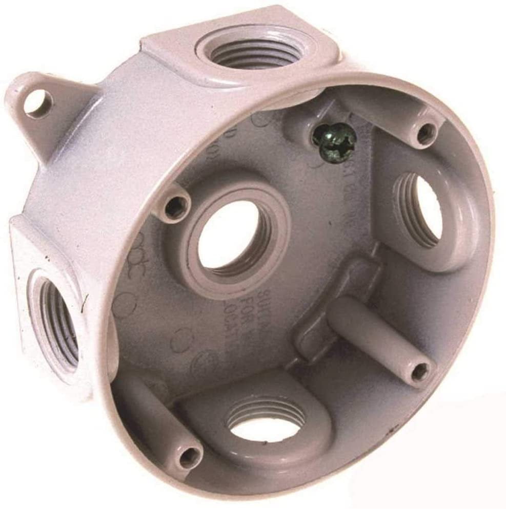 HUBBELL WIRING HUBBELL WEATHERPROOF SPLICE BOX ROUND 4" 5 1/2" OUTLETS ...
