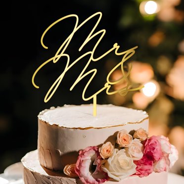 She Said Yes Engagement Acrylic Cake Topper, Gold Mirror - Walmart.com