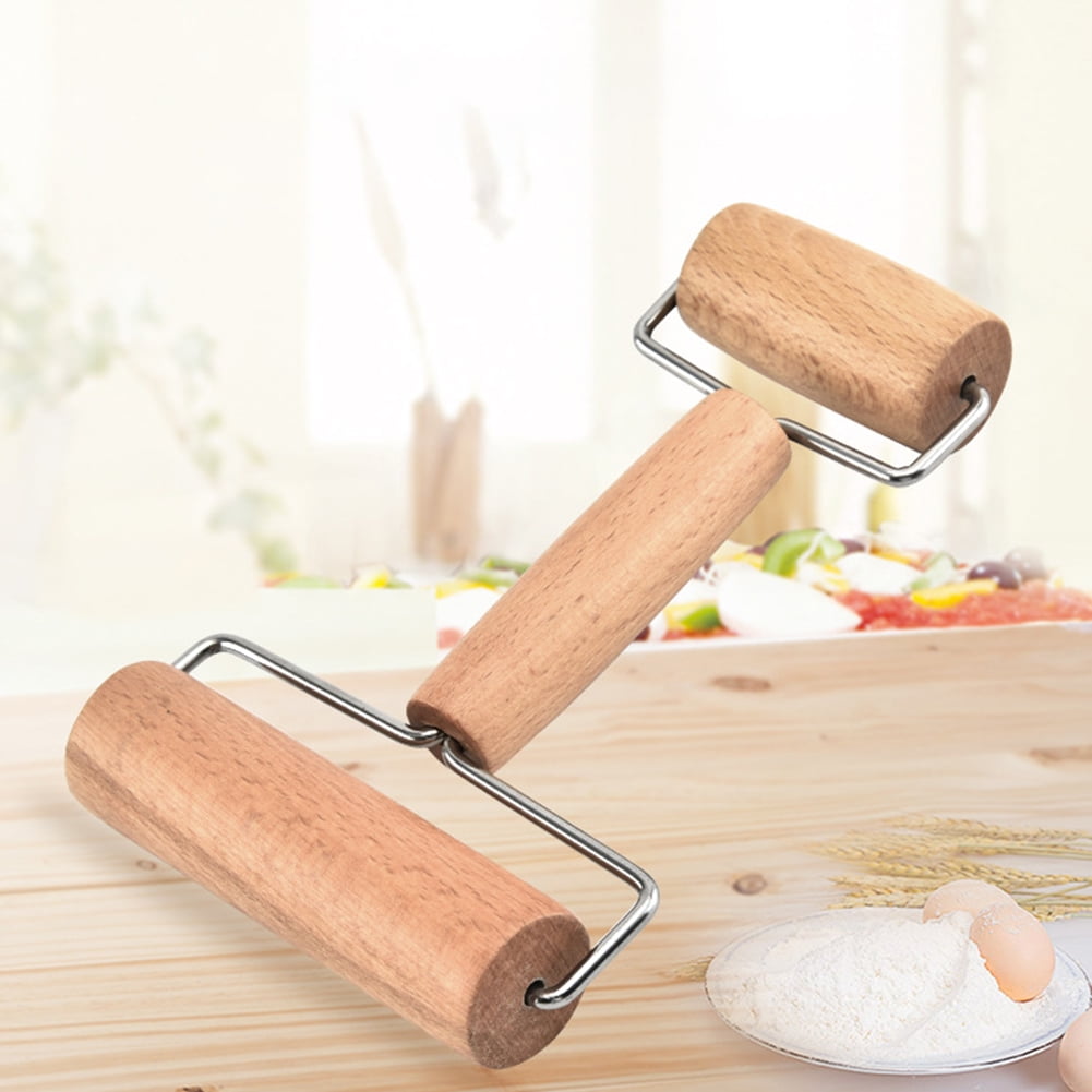 NUZYZ Dual Ended Wooden Rolling Pin Flour Pastry Dough Roller Kitchen ...