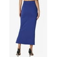 Themogan Womens Plus Side Slit Ponte Knit High Waist Mid Calf Long