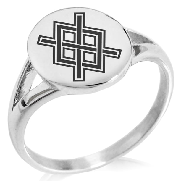 Stainless Steel Gungnir Rune Viking Norse Minimalist Oval Top Polished ...