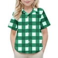 AHTJRT Plaid Shirts for Girls Boys Short Sleeve Turn Down Collar Full ...