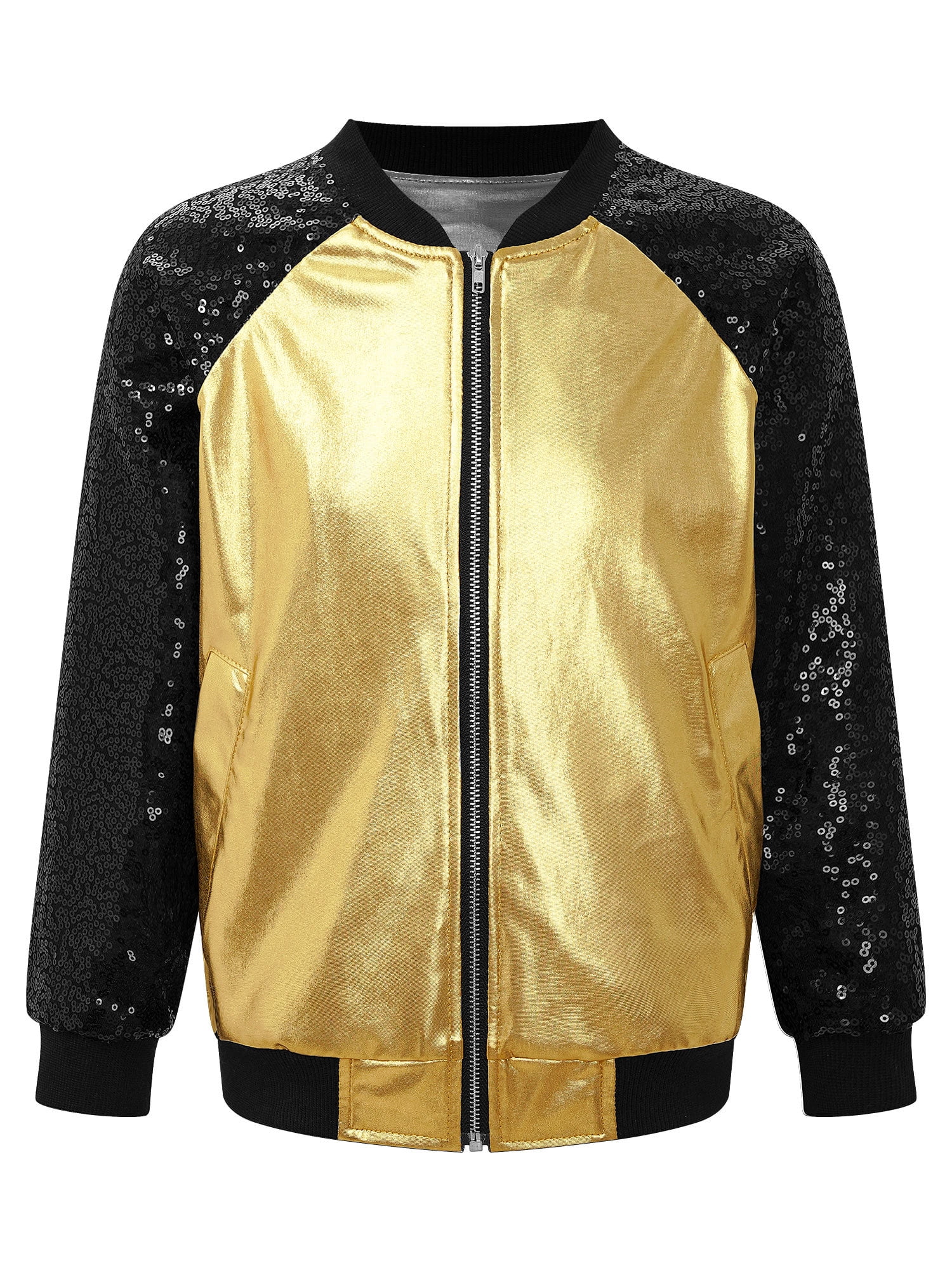 CHICTRY Girls Boys Sequins Metallic Bomber Flight Jacket Hip Hop Jazz ...