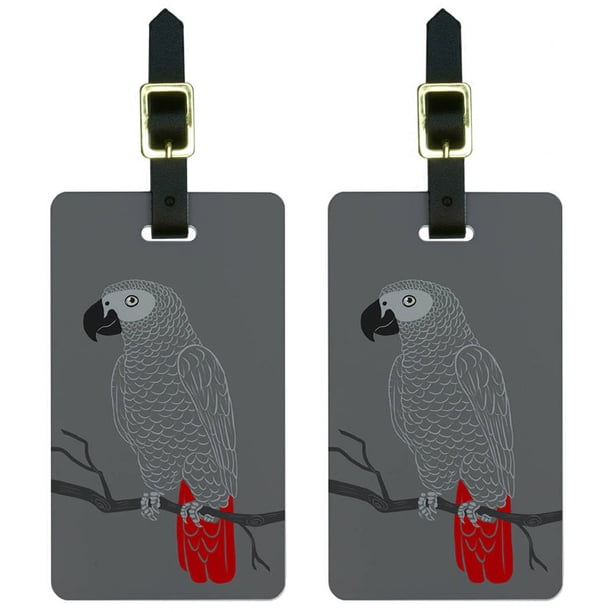 African Gray Parrot Bird Luggage Tags Suitcase Carry-On ID, Set of 2 ...