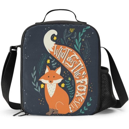 Fox Lunch Box, Insulated Lunch Bag with Handle and Shoulder Strap ...