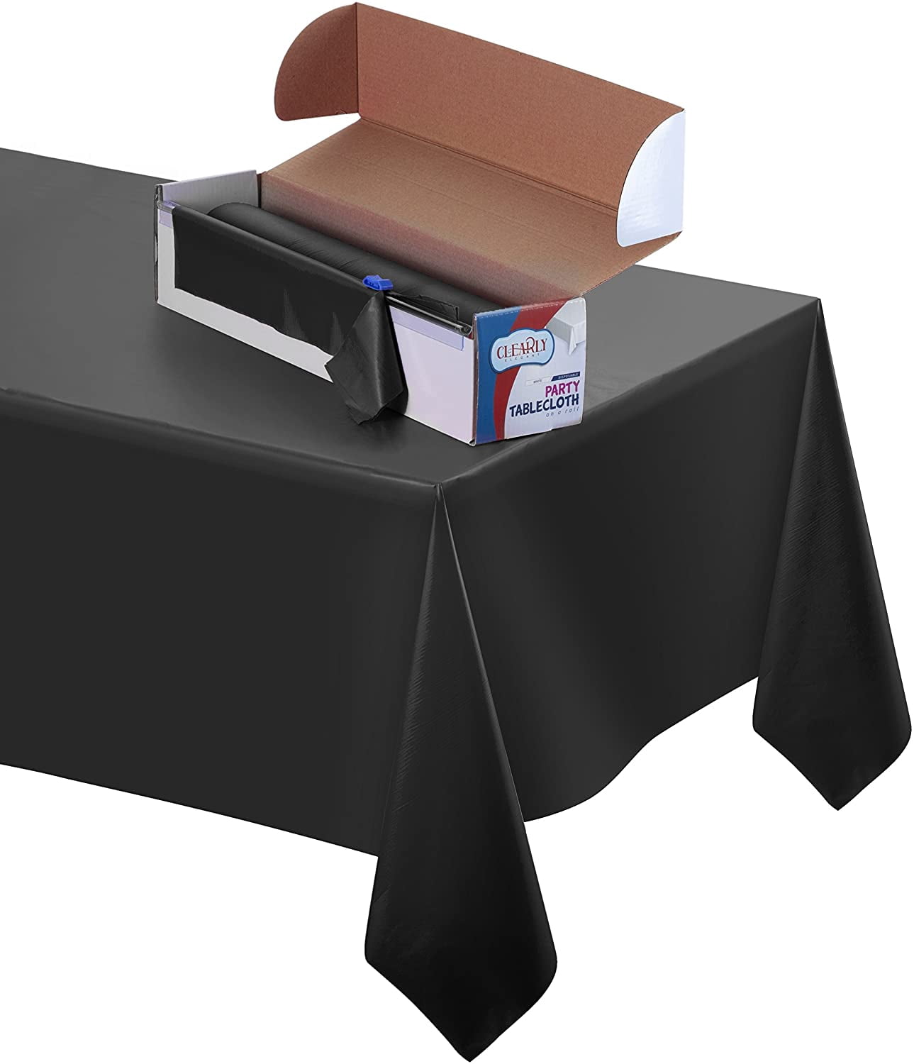 Clearly Elegant SOLID BLACK Tablecloth Roll, Strong Plastic Disposable ...
