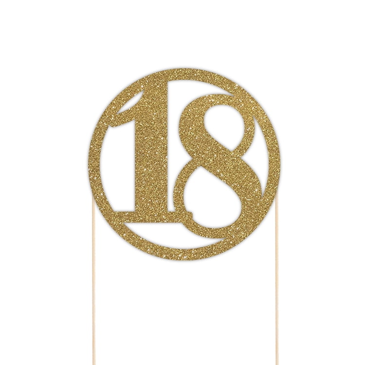 18 Cake Topper Debut Theme Glitter Gold - Walmart.com
