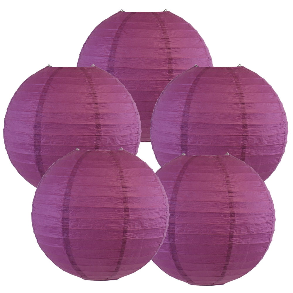 Just Artifacts 6-Inch Mulberry Purple Paper Lanterns (Set of 5 ...