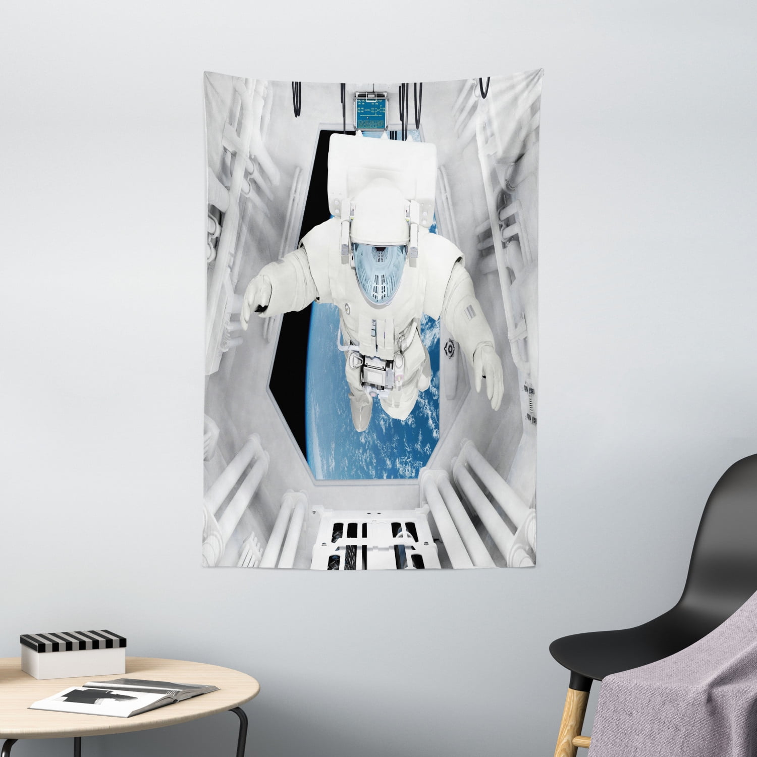 Outer Space Tapestry, Astronaut inside Spaceship Cosmic Journey ...
